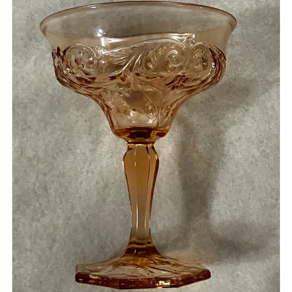 Mckee | Dining | Rock Crystal Mckee Amber Glass Embossed Champagne Tall ...